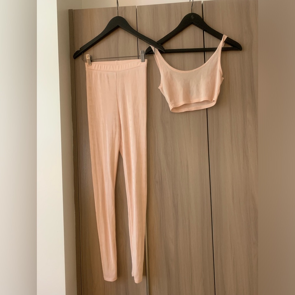 New Missguided Co-Ord Set Pale Pink Peach Slinky Pant… - Gem